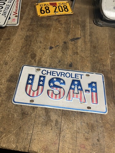 Vintage USA-I USA 1 Chevrolet GM Car Auto Dealer Vanity License Number ...