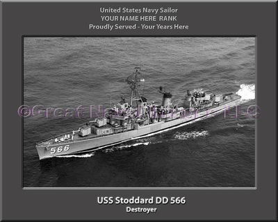 USS Stoddard DD 566 Personalized Canvas Ship Photo Print Navy Veteran ...