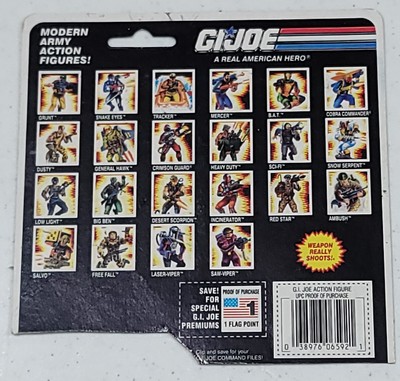 Vintage GI JOE SNAKES EYES 22 BACK CARD BACK PIECE ARAH JTC | eBay