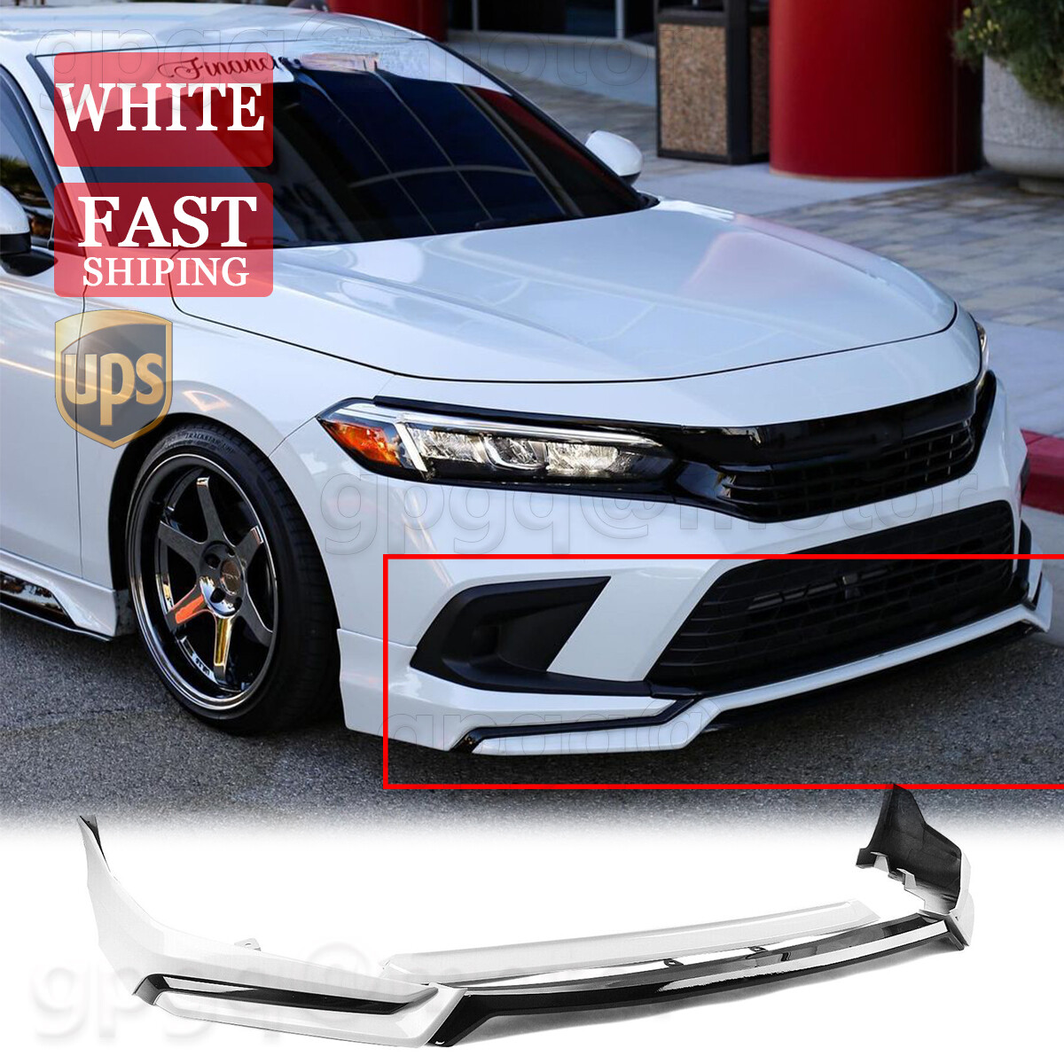 For Honda Civic Sedan Hatch 22-24 Yofer V3 Style White Front Bumper Lip ...