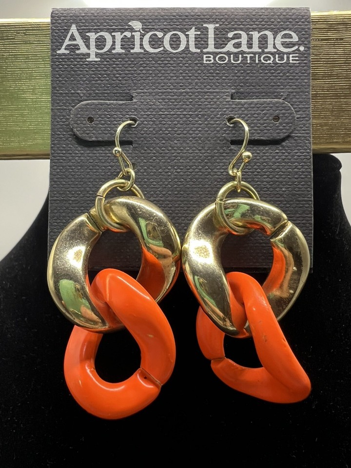 Orange Gold Tone Apricot Lane Vtg Earrings Hook New Old Stock Nice ...