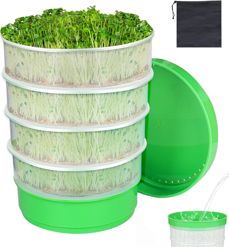 Seed Sprouting Kit - 4-Tier Stackable Seed Sprouter Trays with Drain ...