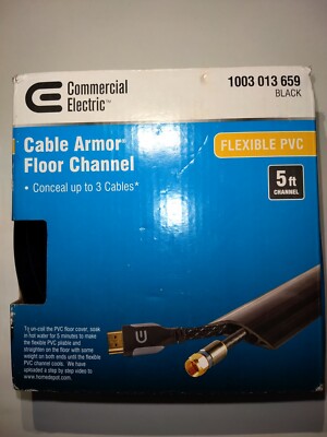 Commercial Electric 5 Foot Cable Armor Floor Channel Flexible PVC BLACK ...