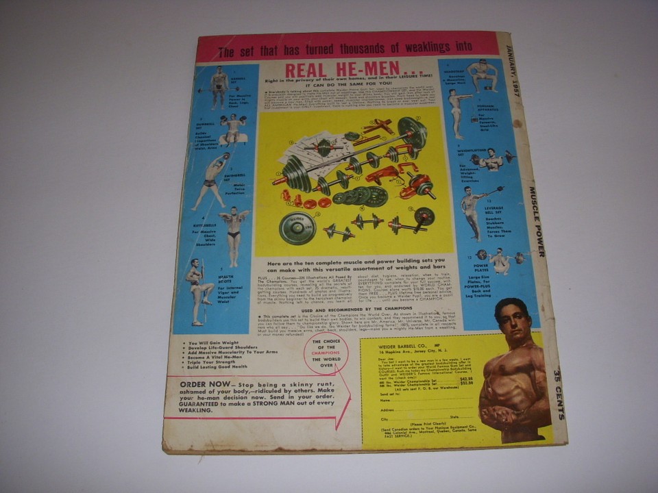 Vintage MUSCLE POWER Magazine, January, 1957, MR. CALIFORNIA LYNN LYMAN ...