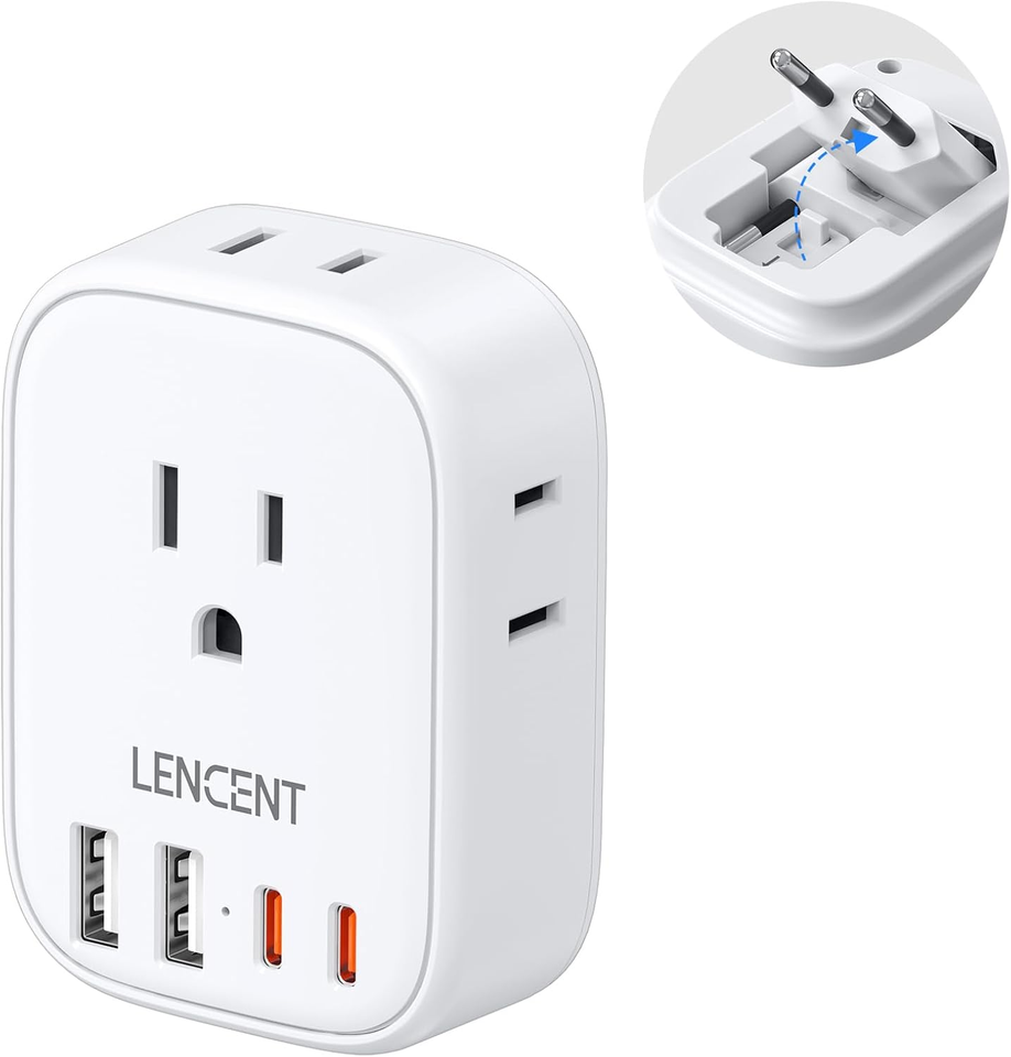 European Travel Plug Adapter, US to Europe Type-C Foldable Power Plug ...