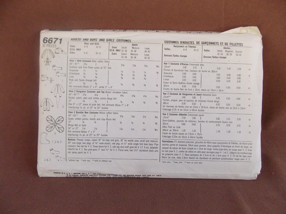 Simplicity Childs Costumes Sizes 10-12 Uncut Pattern 6671 | eBay