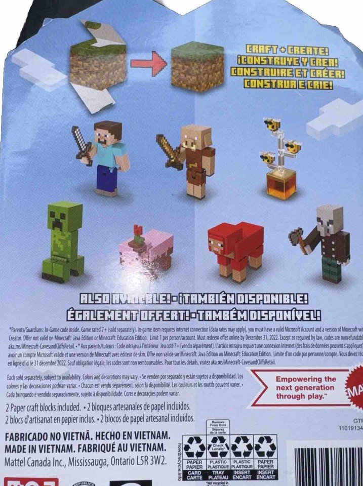 Minecraft Caves & Cliffs 3" Figure W/ in game Item Code Steve | eBay