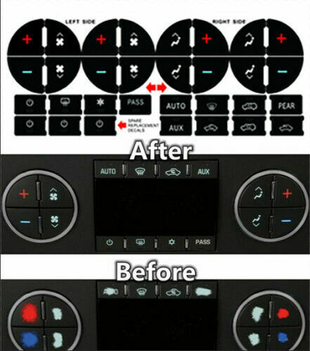 AC Dash Button Repair Kit Dual Climate Control Decal Stickers For GM ...