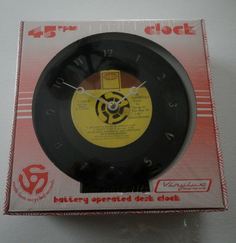 New Mint Box Retro Vinylux 45 RPM Record Clock Stevie Wonder Songs Key ...