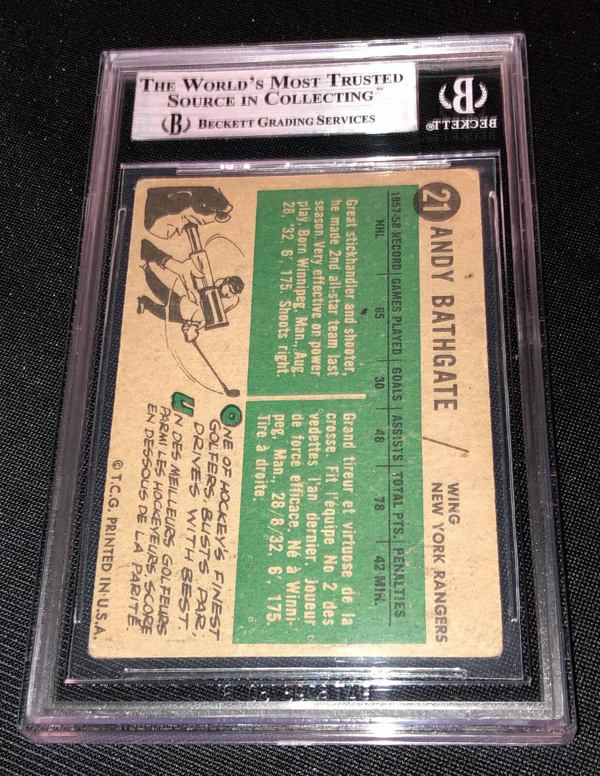 ANDY BATHGATE SIGNED 1958-59 TOPPS #21 CARD BECKETT NEW YORK RANGERS | eBay