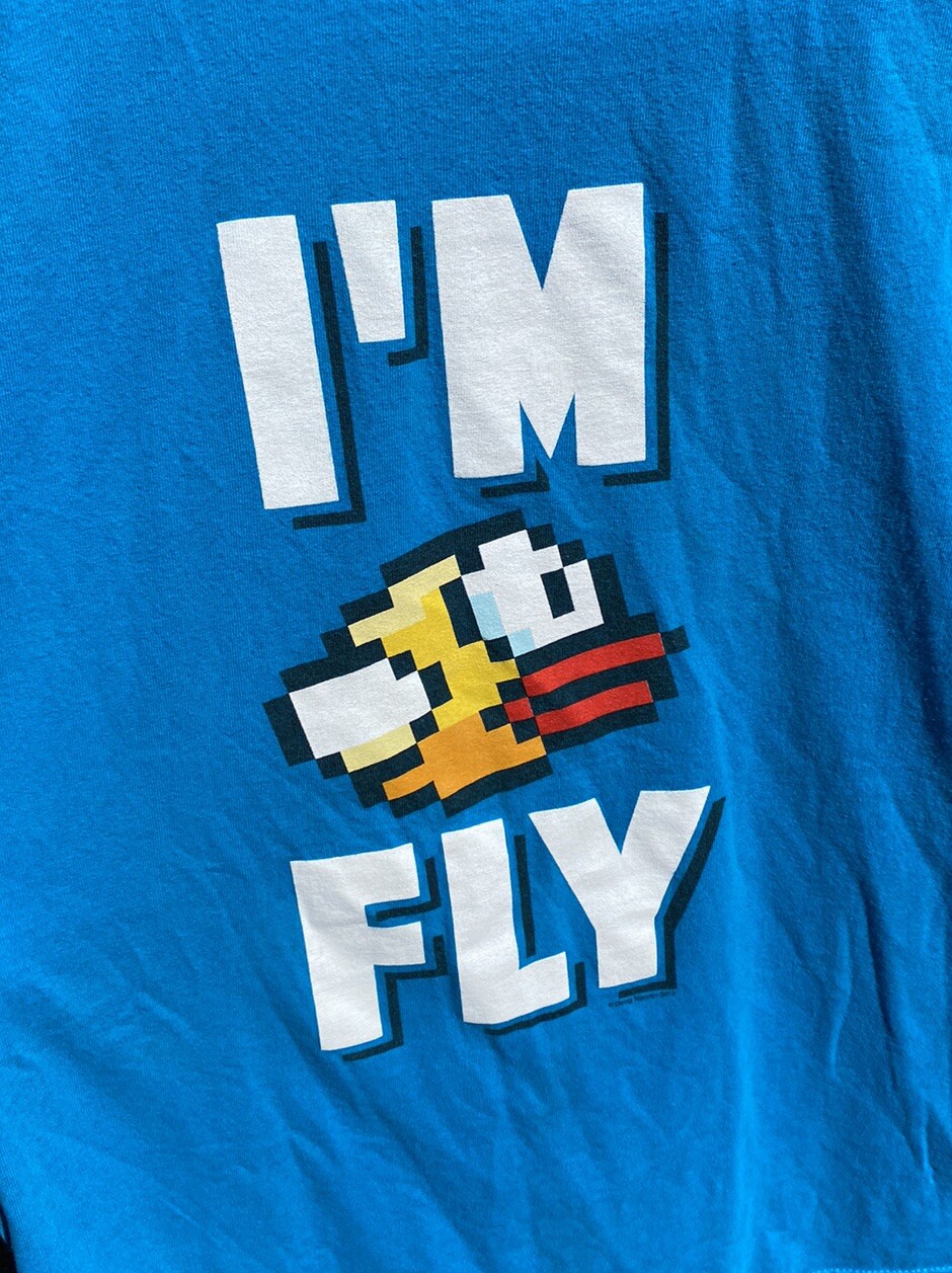 Flappy Bird I’m Fly Mens Teal Blue T-Shirt Size Large - Gem