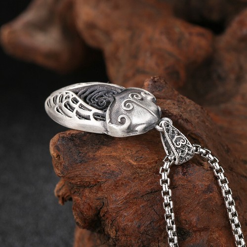 Real 925 Sterling Silver Rich Cicada Pendant Stamp S925 1.06inch L ...