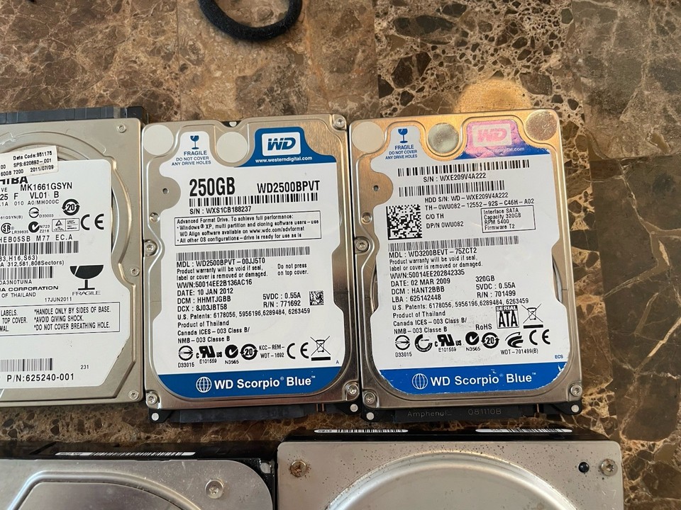 Lot of 9 Mixed Brand / Mixed Size 2.5" & 3.5” SATA HDD Hard Drives ...