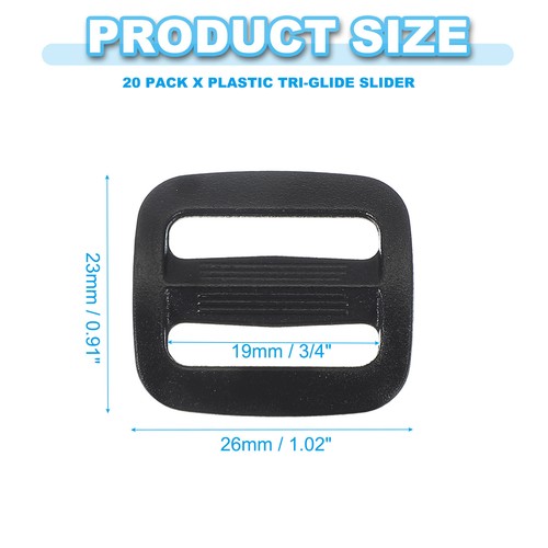 Plastic Slide Buckle 7/8 Inch(23mm), 20 Pack Rectangle Tri-Glide Slider ...