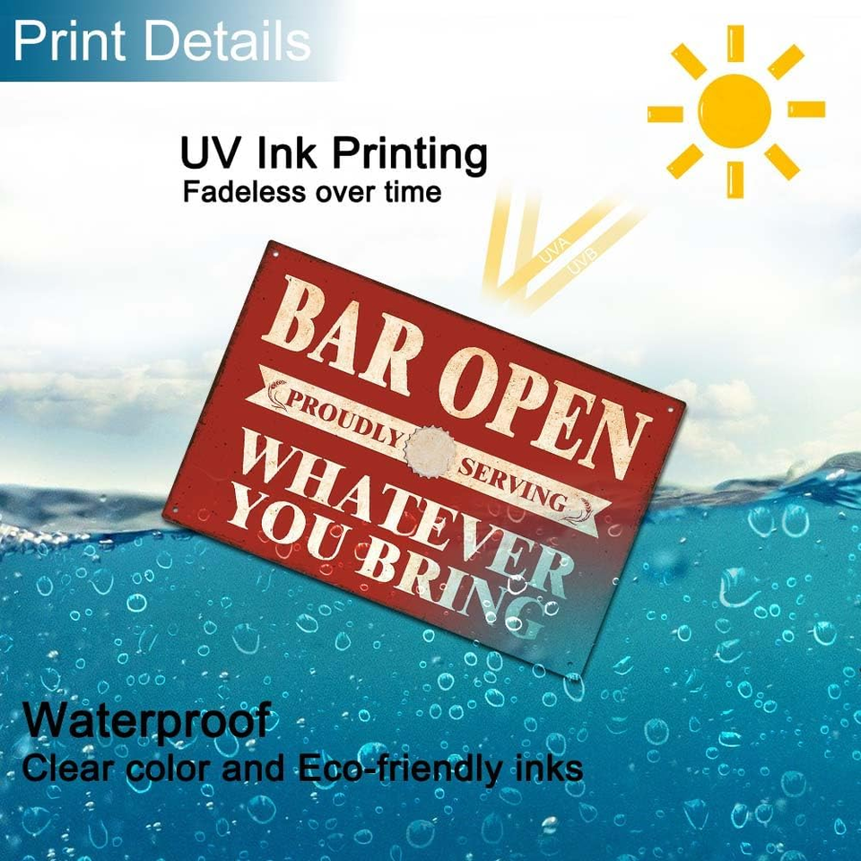 Vintage Bar Open Metal Signs Aluminum Bar Signs for Home Bar Pub Man ...