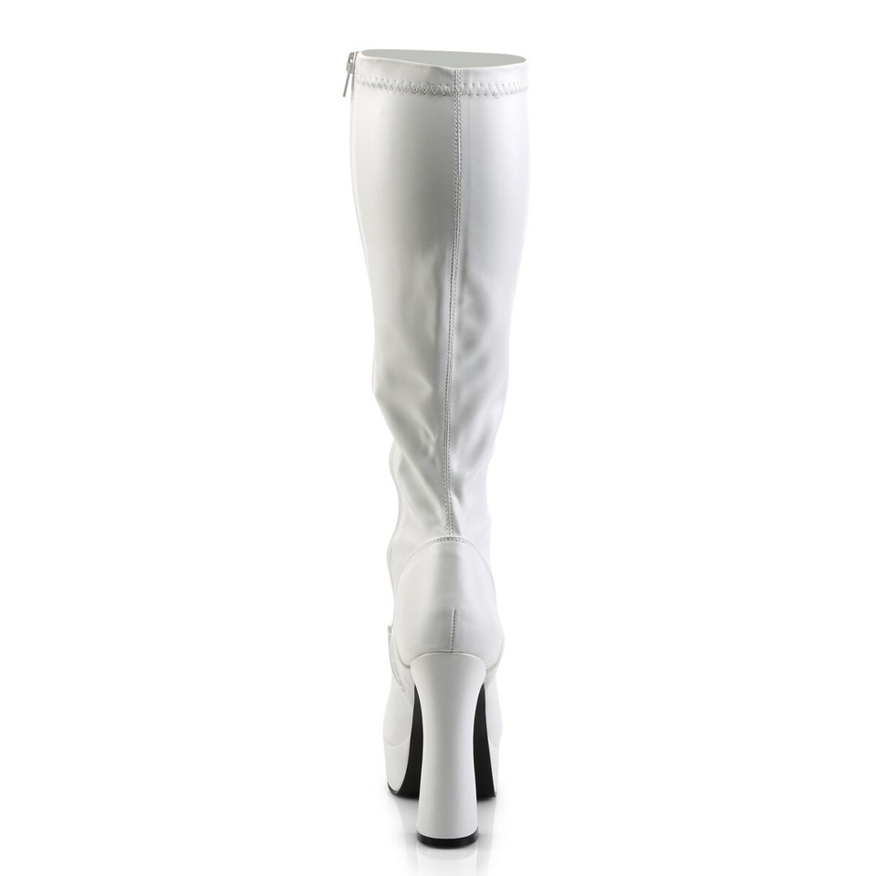 PLEASER ELECTRA-2000Z Women's White 5" Stack Heel Platform Knee High ...