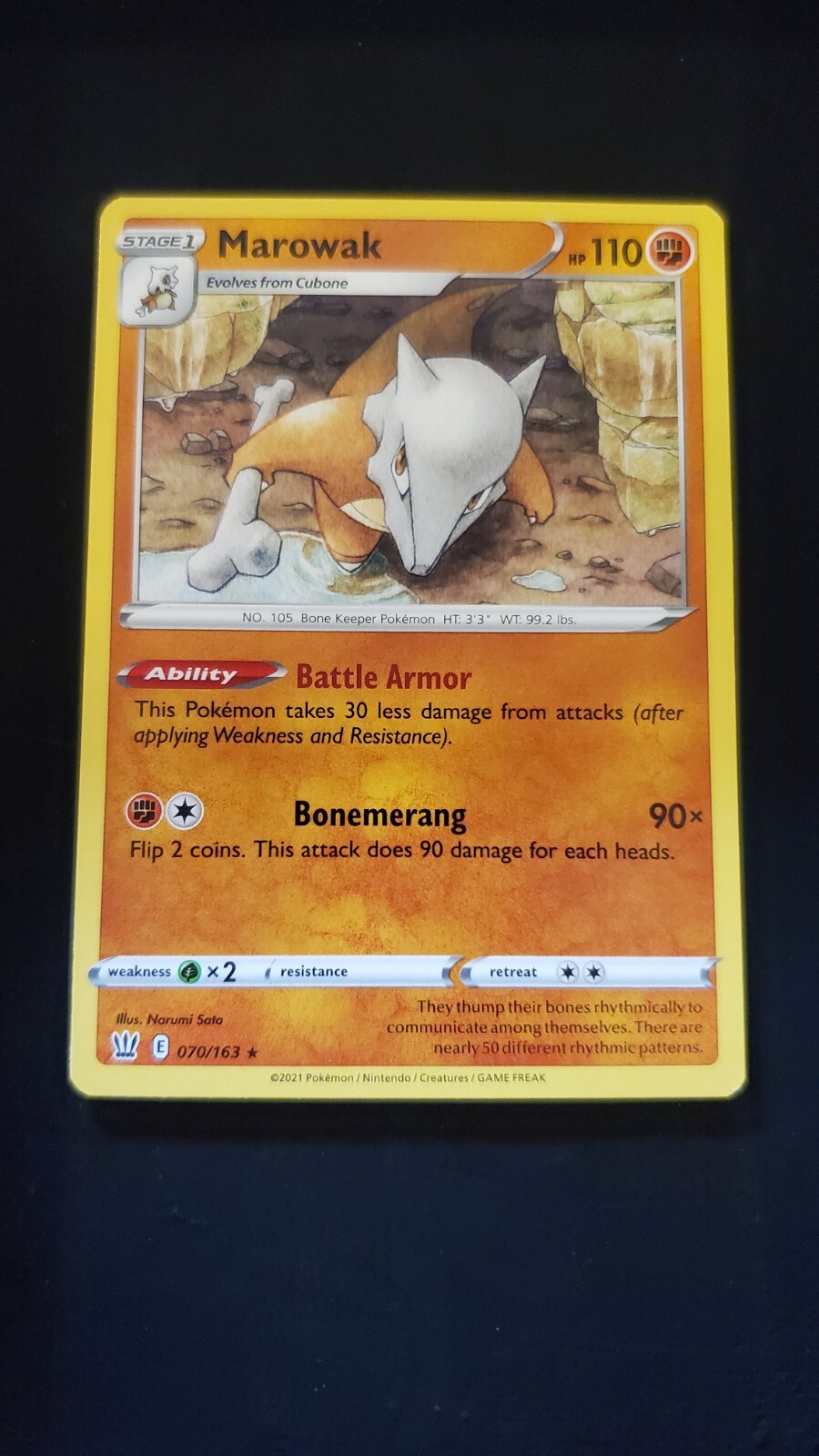 Pokémon TCG Marowak Sword & Shield - Battle Styles 070/163 Regular Rare ...