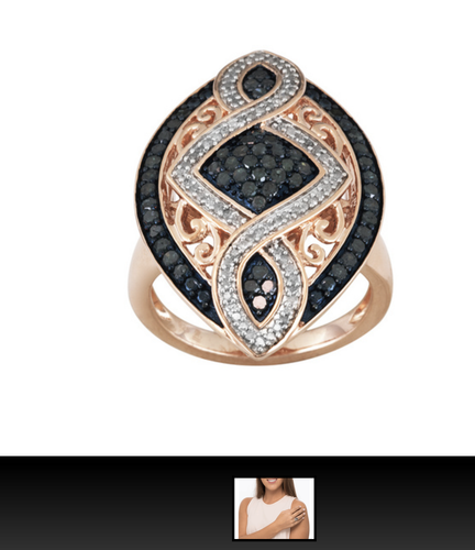 .75ctw Round White and Blue Velvet Diamond™ Engild™ 14k Gold Ring 6 ...