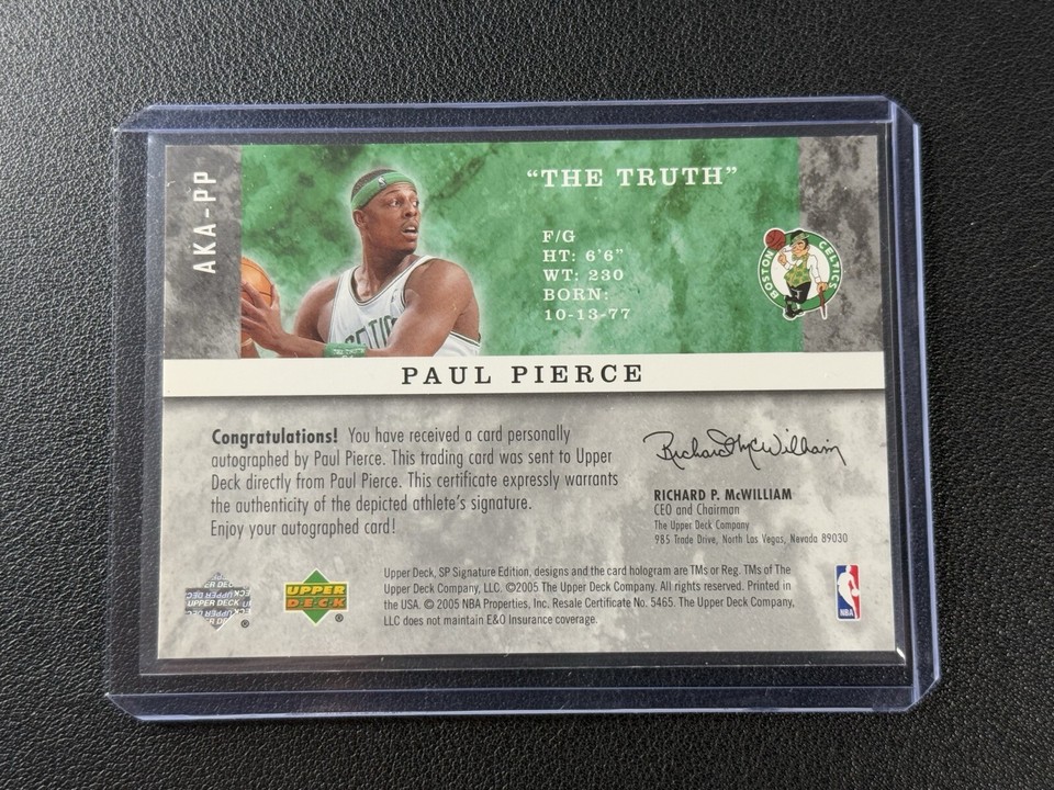 PAUL PIERCE 2004-05 SP SIGNATURE EDITION AKA AUTO INSCRIBED "THE TRUTH ...