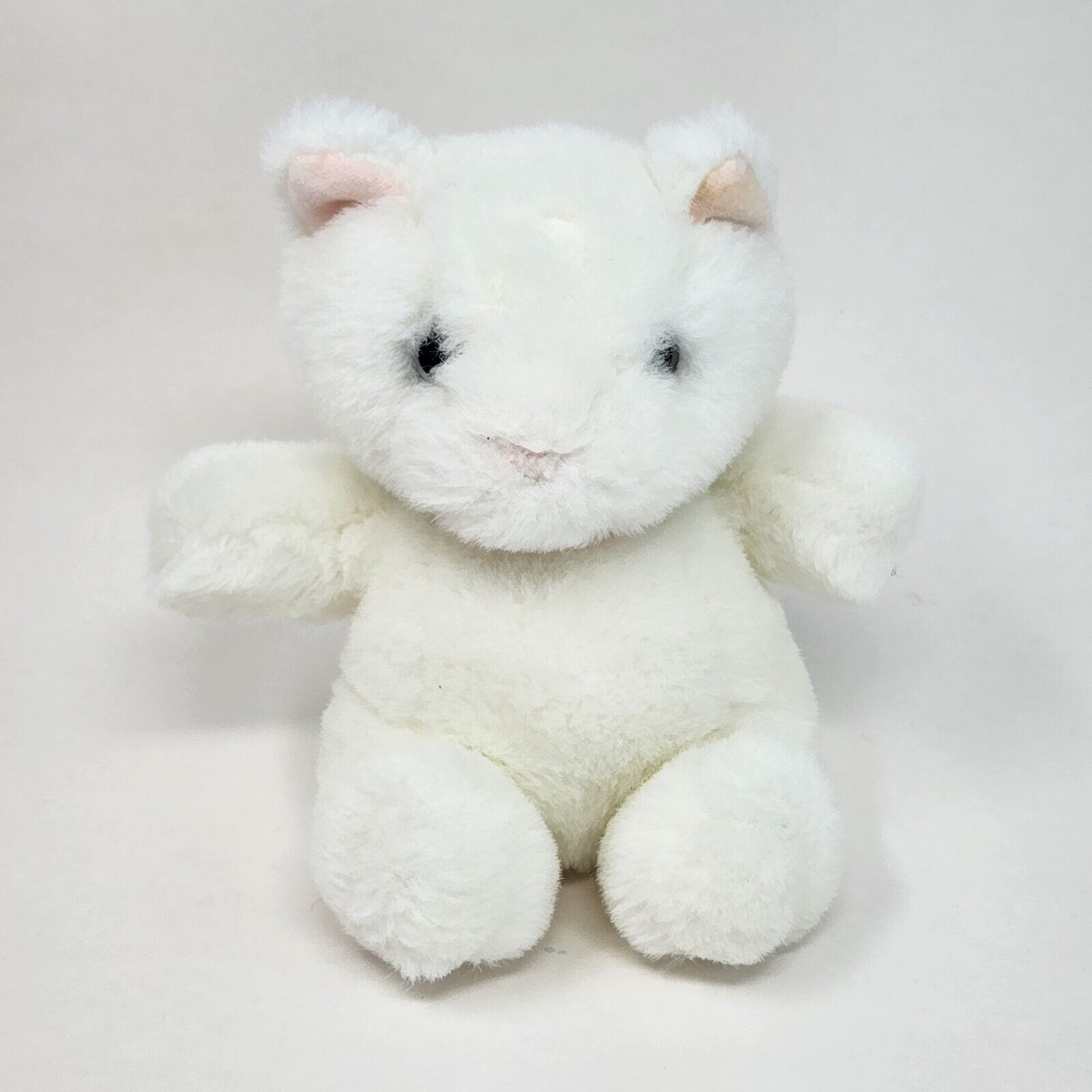 6" VINTAGE 1986 GUND WHITE KITTY CAT BABY RATTLE STUFFED ANIMAL PLUSH ...