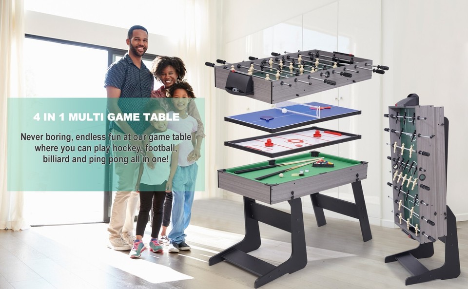 4 in 1 Multi Game Table 54" Foldable Combo Game Table Indoors Hockey ...