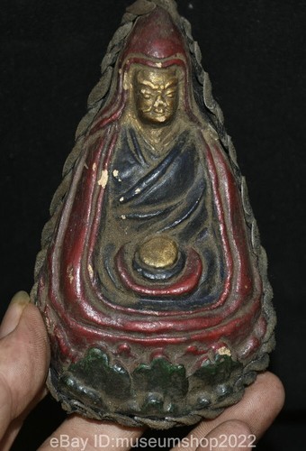 5.2 " Old Chinese Buddhism Copper Je Tsongkhapa Buddha Pendant Amulet ...