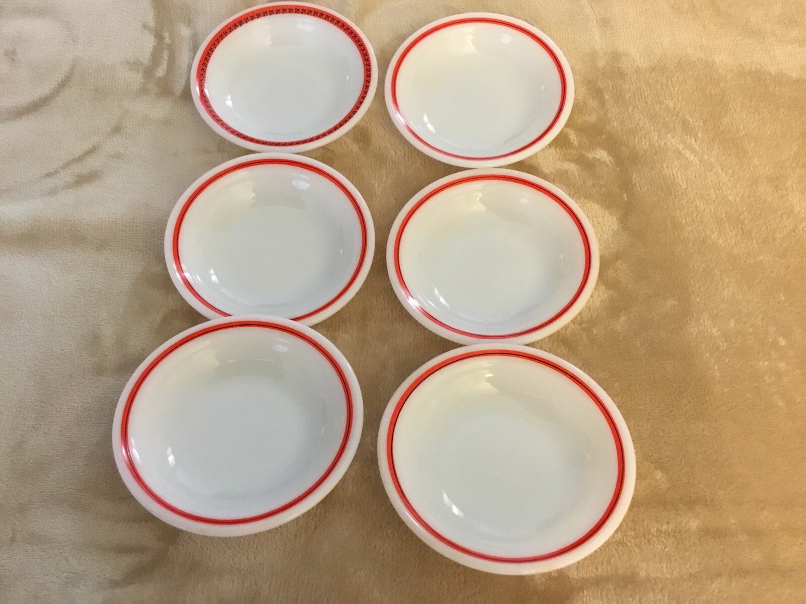 6 Vintage Pyrex Tableware Fruit Bowls, Cherry Red, Corning, White ...