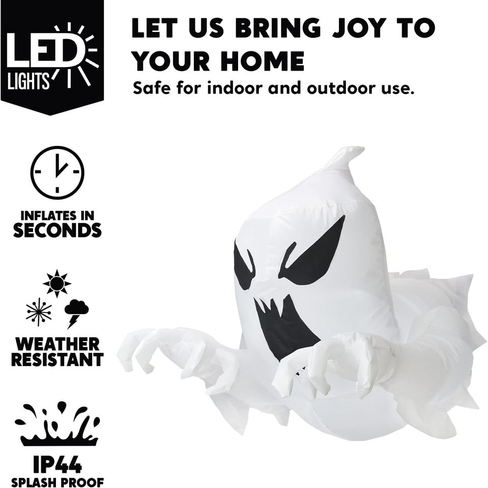 4.5 FT Halloween Inflatable Scary Flying Ghost Broke Out from Window ...