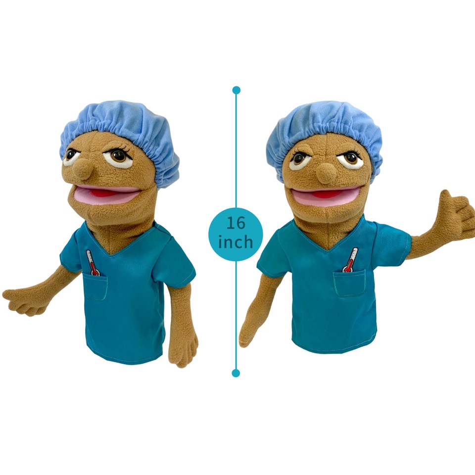 Nurse Hand Puppet Plush Hand Puppet with with Retractable Puppet ...