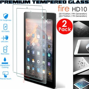 2 Pack TEMPERED GLASS Screen Protectors Cover for Amazon Fire HD 10 ...