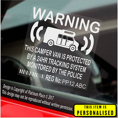 4 x PERSONALISED Camper Van Security Stickers Tracker RV Campervan ...