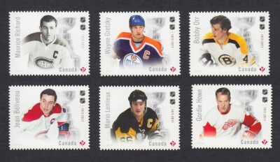 NHL HOCKEY = THE ULTIMATE SIX = DIE CUT set of 6 stamps Canada 2017 ...