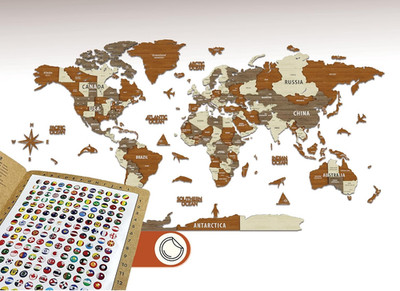 , Multilayer 3D Wooden World Map, Travel Map States and Capitals, Wall ...
