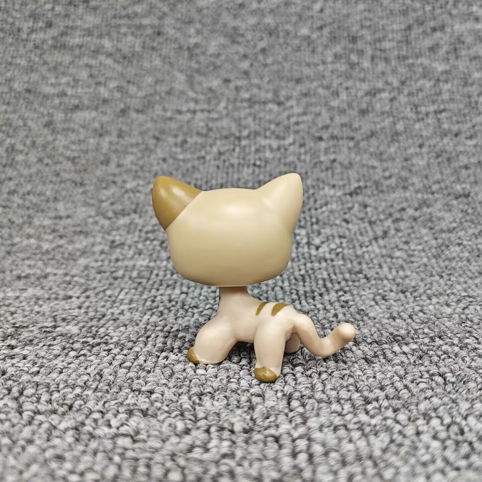 #468 Littlest Pet Shop Gray Short hair Cat kitty Tan Blue Eyes LPS ...