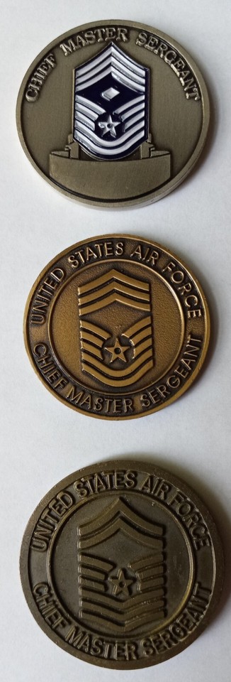 Lot of 3 Air Force Challenge Coins: US Air Force Chief Master Sergeant ...