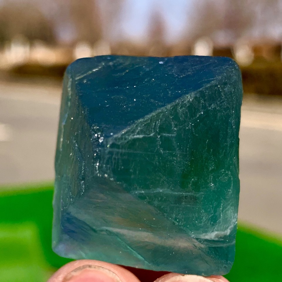 38G Natural green fluorite octahedron quartz crystal healing | eBay