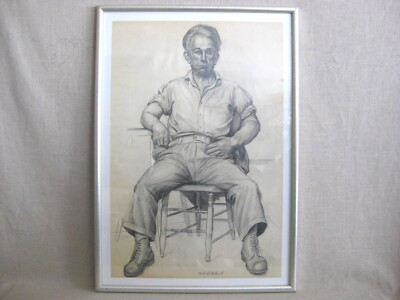 Vintage Male Portrait Drawing Framed Original Fine Art Drawings of Men ...