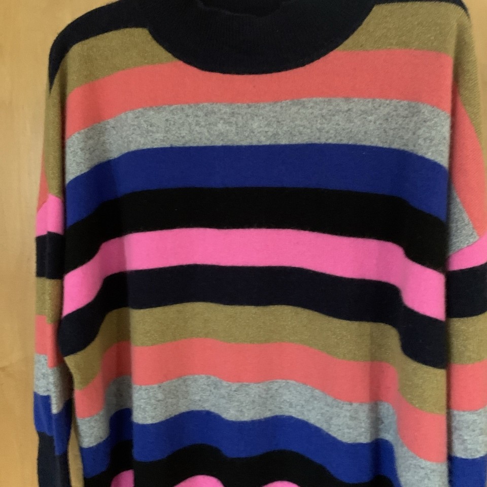 LADIES MARKS AND SPENCER STRIPED AUTOGRAPH PURE CASHMERE JUMPER SIZE 20 ...