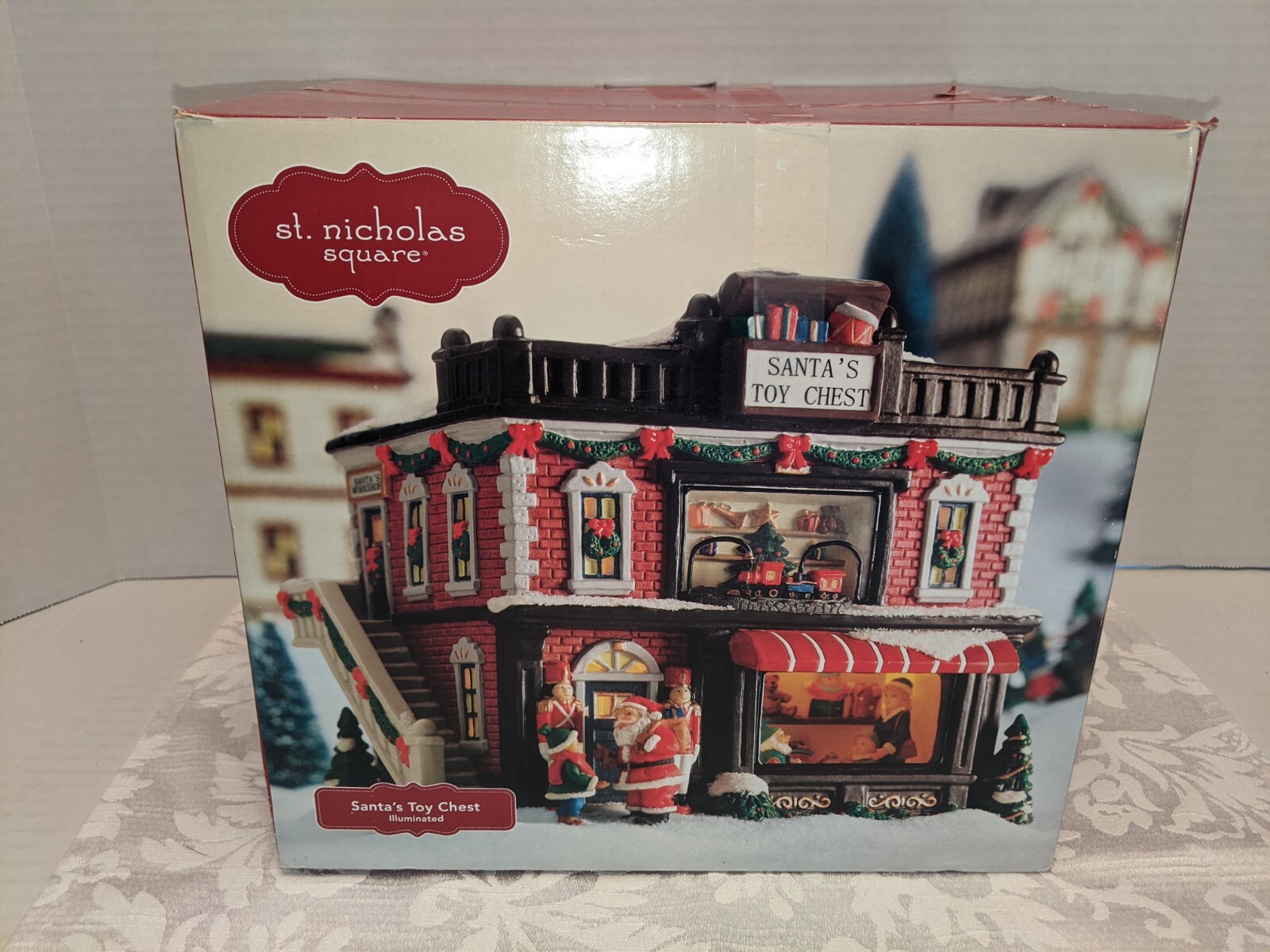 St. Nicholas Square Santa's Toy Chest Christmas Illuminated Figurine ...