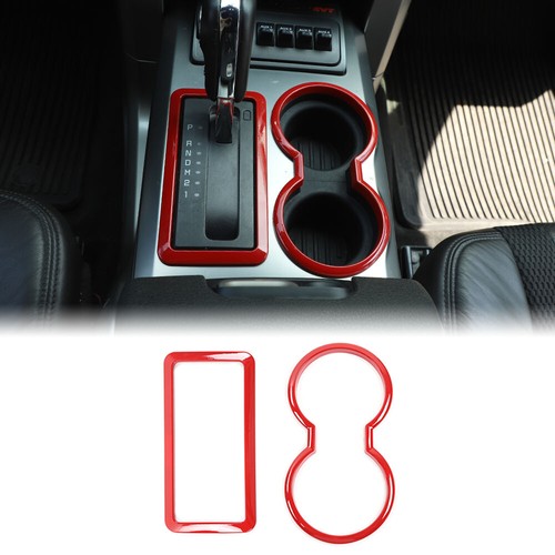 Red Console Gear Shift Panel Trim Cup Holder Decor Ring for Ford F150 ...