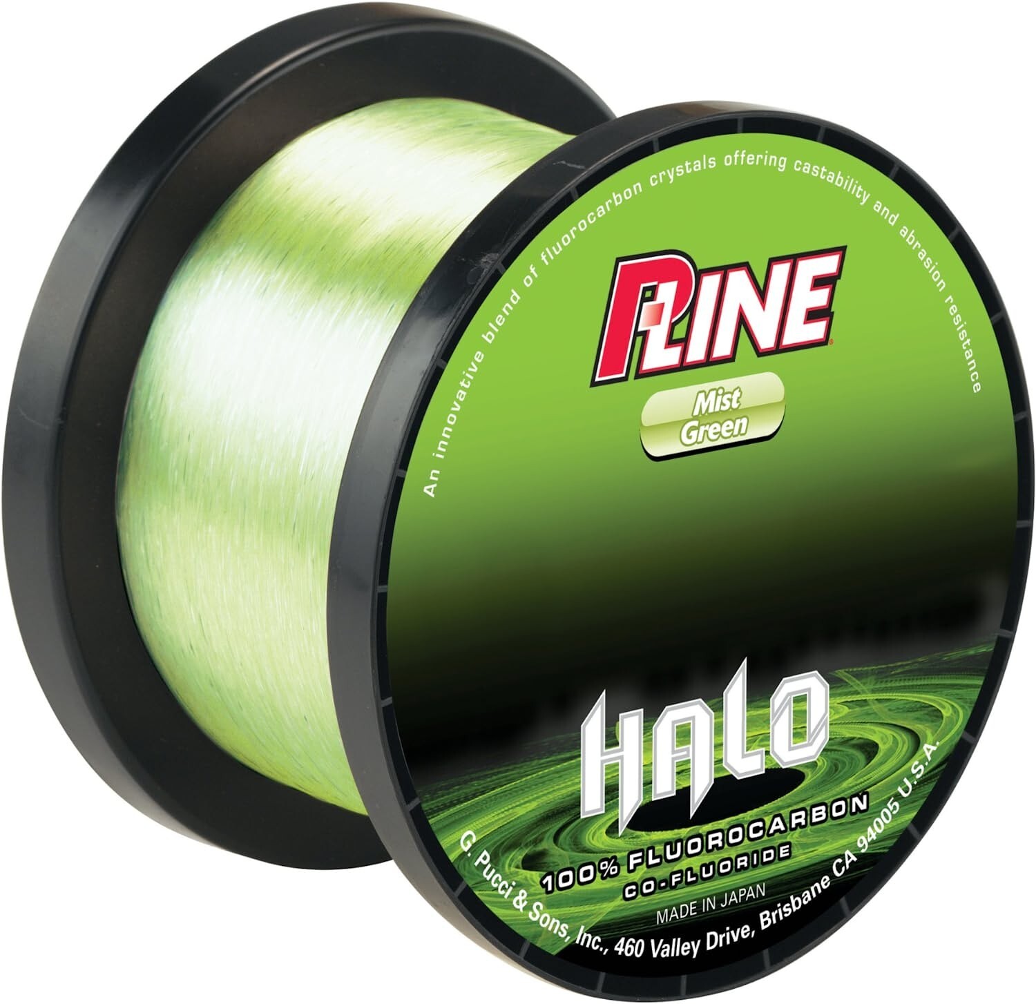 2000 YD Bulk Spool P-Line Halo 100% Fluorocarbon Mist Green Fishing ...