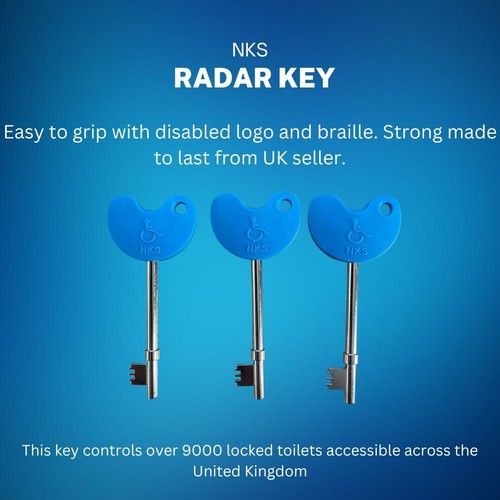 3 x NKS RADAR KEY Disabled Toilet Bathroom Door Access Braille Easy ...