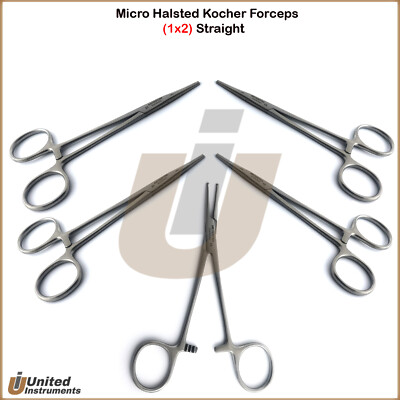 X5 Surgical Micro Halsted Clamp Kocher Forceps 12.5cm Straight 1x2 ...