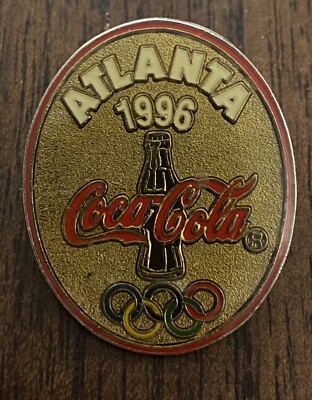 Vintage Coca Cola 1996 Olympic Rings Atlanta Gold Tone Bottle Lapel Pin ...