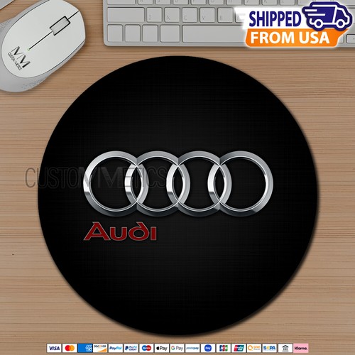 Audi Black Logo AU01 NONSLIP Round Neoprene Mouse Pad Desk Mat Home ...