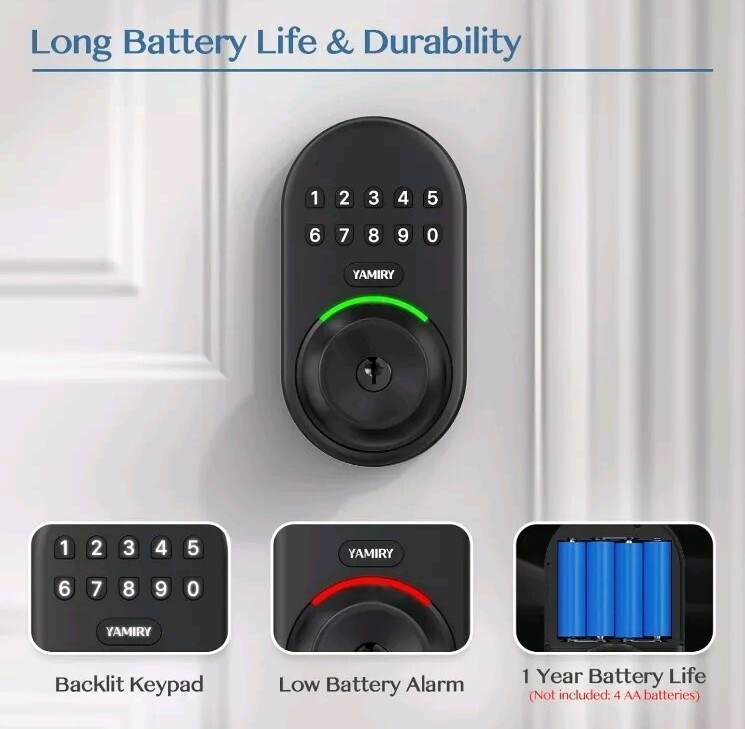 Keypad Smart Door Lock with Knob,Yamiry Keyless Entry Door Lock Handle ...