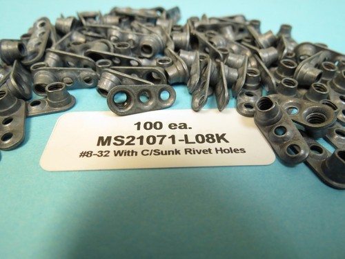 #8-32 Fixed 1 Lug Nut Plates MS21071-L08K Anchor Nutplates C/Sunk Rivet ...