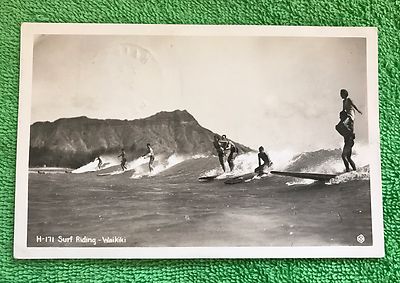 Hawaii HI Surfing Waikiki Real Photo Postcard Oahu, FREE GIFT WITH ...