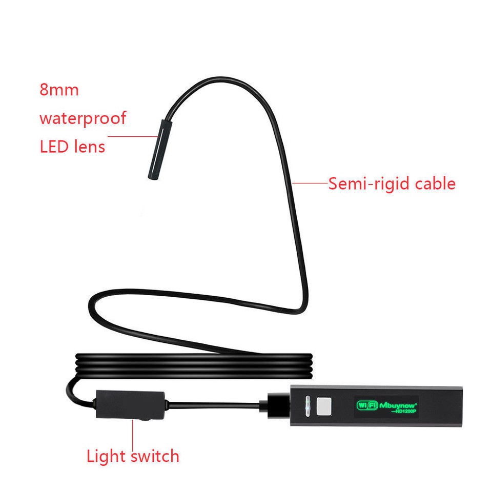 5M 8LED WiFi Borescope Endoscope Snake Inspection Camera for iPhone ...