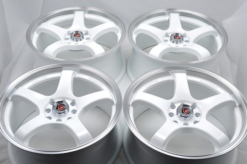 Set of 4 New 17x7.5 DDR Fuzion White Machined Lip 17" Rims Wheels 4x100 ...